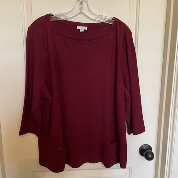 J. Jill | Tops | Jjill Ponte Knit Burgundy Top Xl Nwot | Poshmark
